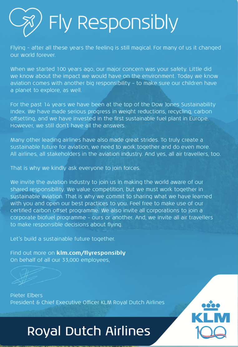 Flygskam : KLM incite les voyageurs à moins prendre l'avion